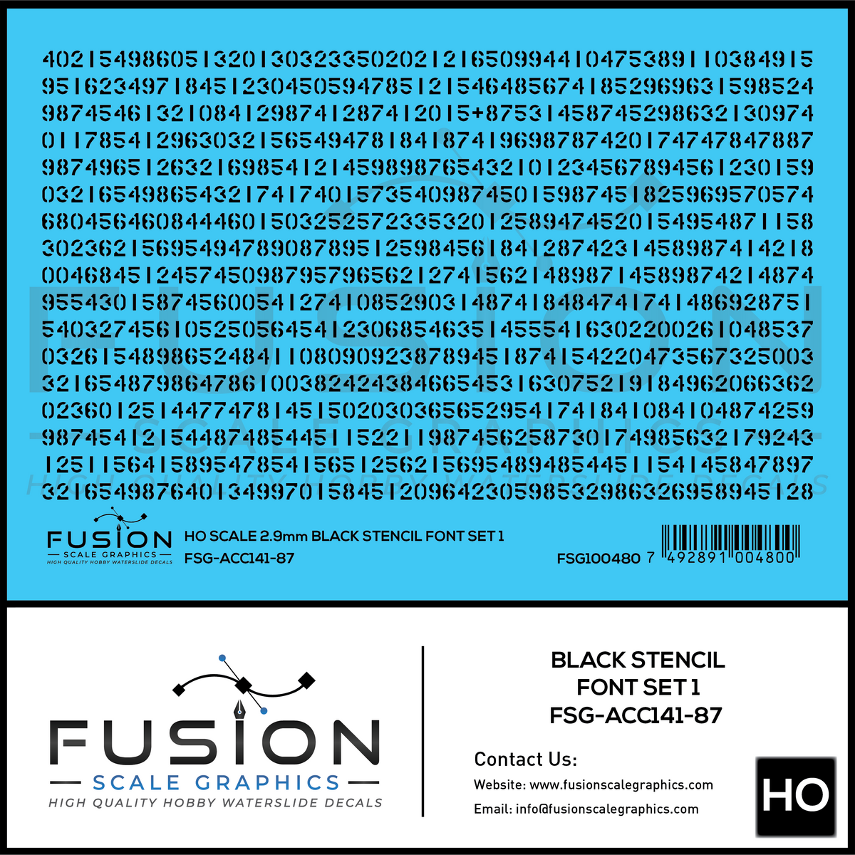 HO Scale Black Stencil Numbers Font 1 2.9mm Tall Decal Set – Island ...