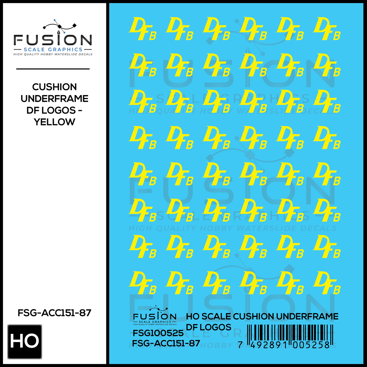 HO Scale Cushion Underframe Boxcar DF Logos - Yellow Decal Set – Island ...