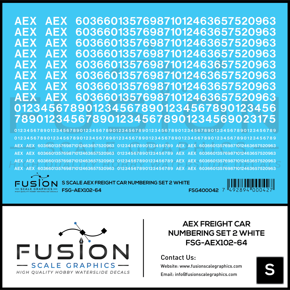 S Scale AEX Freight Car Numbering Set 2 White Decal Set – Island Hobby Nut