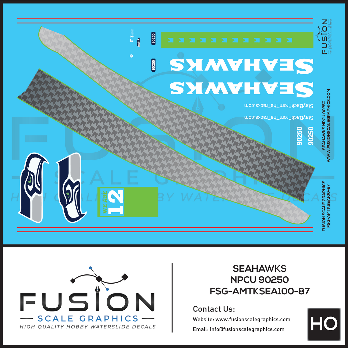 HO Scale Seahawks 90250 NPCU Cabbage Car Wrap Decal Set – Island Hobby Nut