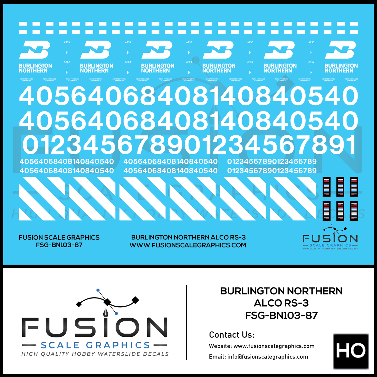 HO Scale Burlington Northern Alco RS-3 Locomotives Decal Set – Island ...