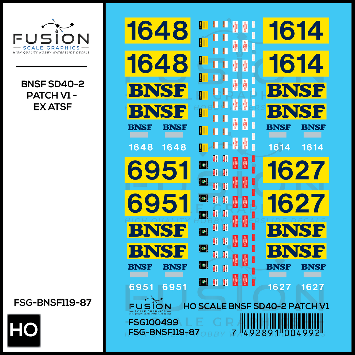 HO Scale BNSF Ex ATSF SD40-2 Patch Decal Set V1 – Island Hobby Nut