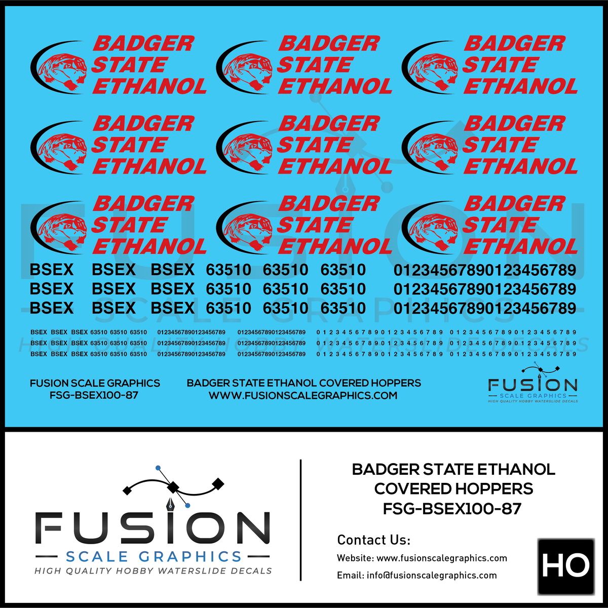 HO Scale Badger State Ethanol BSEX Covered Hopper Decal Set – Island ...