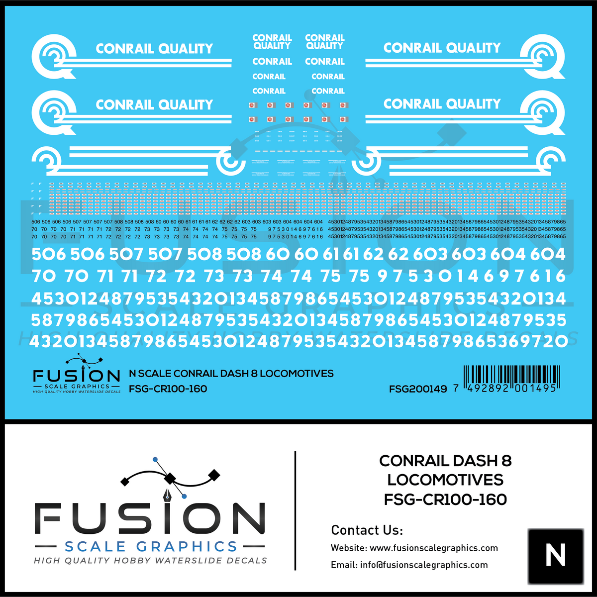 N Scale Conrail GE Dash 8 Locomotives Decal Set – Island Hobby Nut