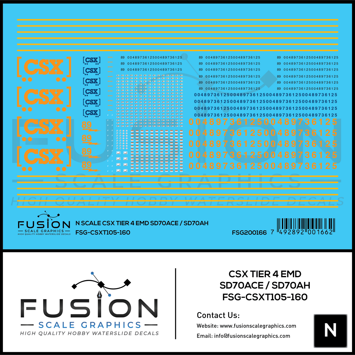 N Scale CSX EMD T4 SD70ACE SD70AH Locomotive Decal Set – Island Hobby Nut