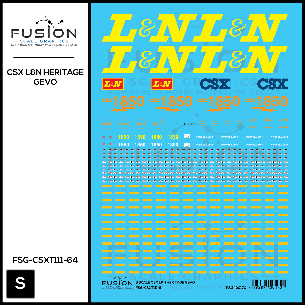 S Scale CSX 1850 L&N Heritage ES44AH Locomotive Decal Set – Island ...