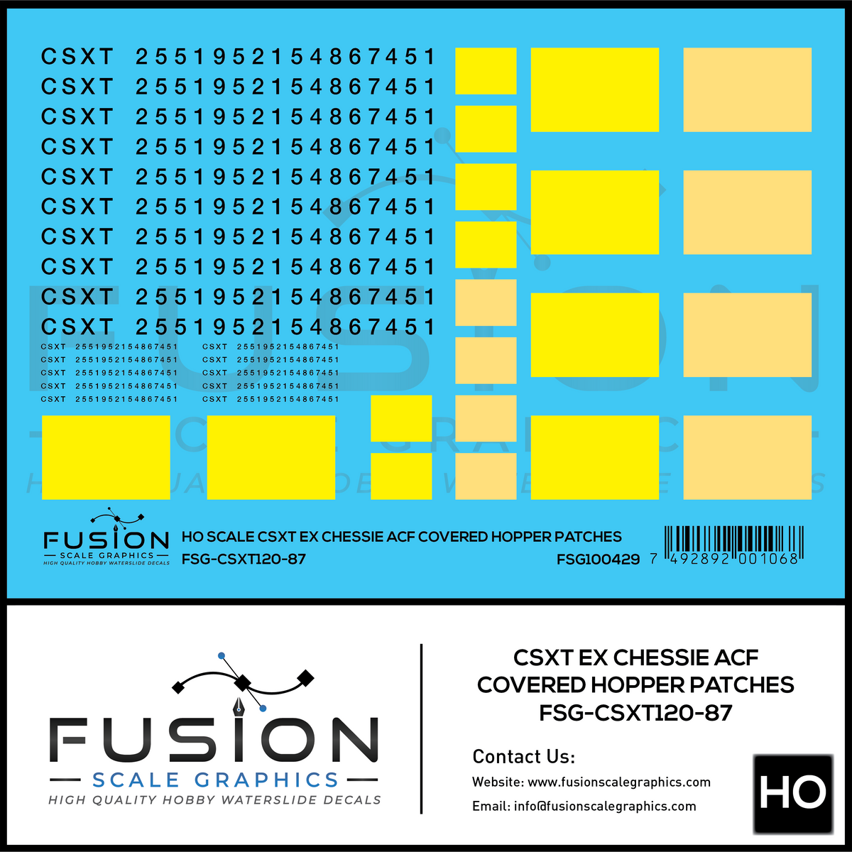 HO Scale CSXT Ex Chessie ACF Covered Hopper Number Patches Decal Set ...