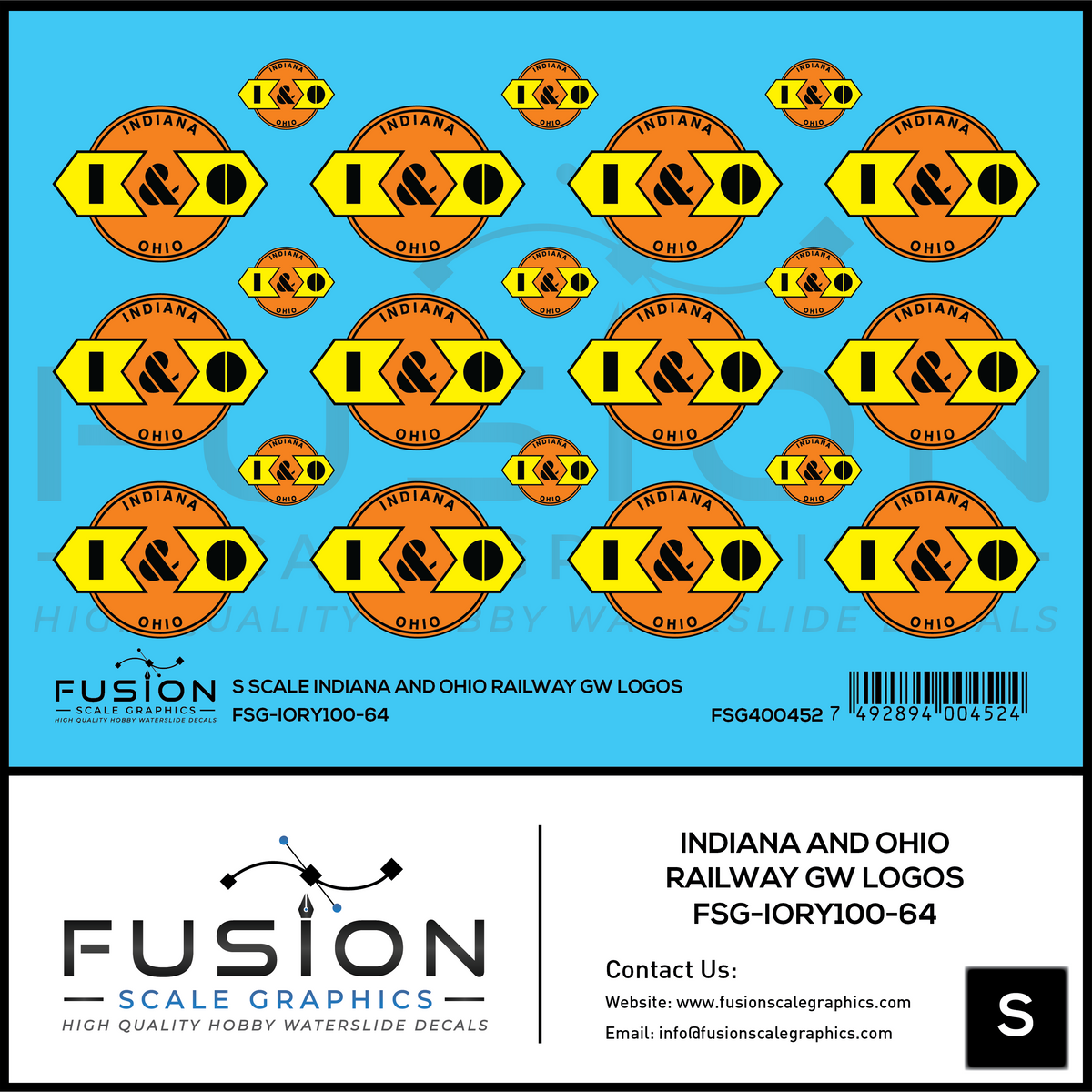 S Scale Indiana and Ohio Railway GW Railroad Logos Decal Set – Island ...
