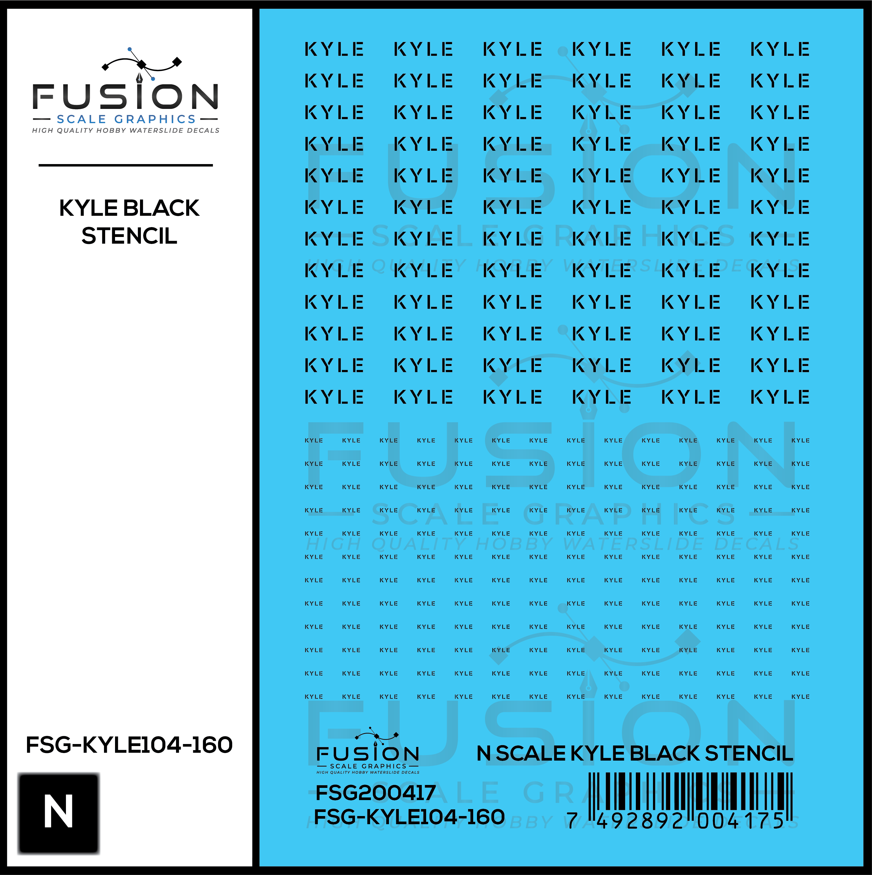 N Scale KYLE Black Stencil Decal Set – Island Hobby Nut