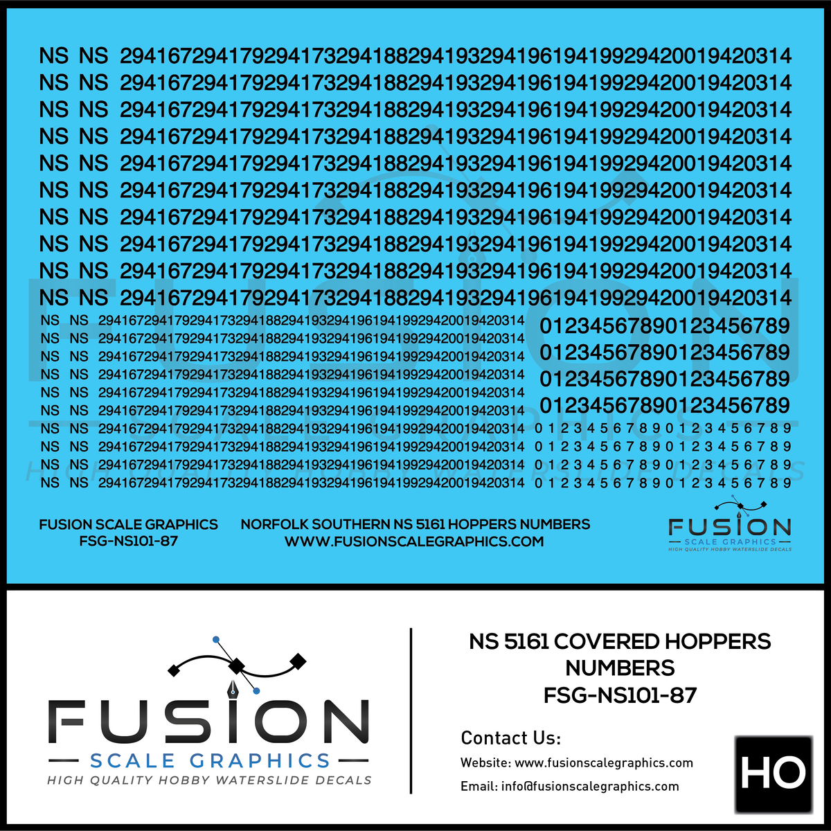 HO Scale Norfolk Southern 5161 NS Covered Hoppers Numbering Decal Set ...
