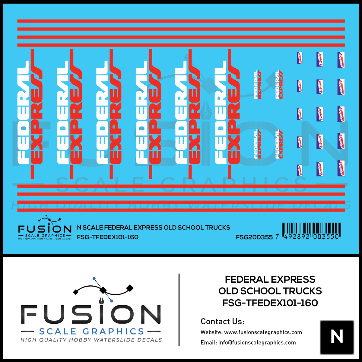 N Scale Federal Express Purple and White Old Trailers and Truck Decal ...