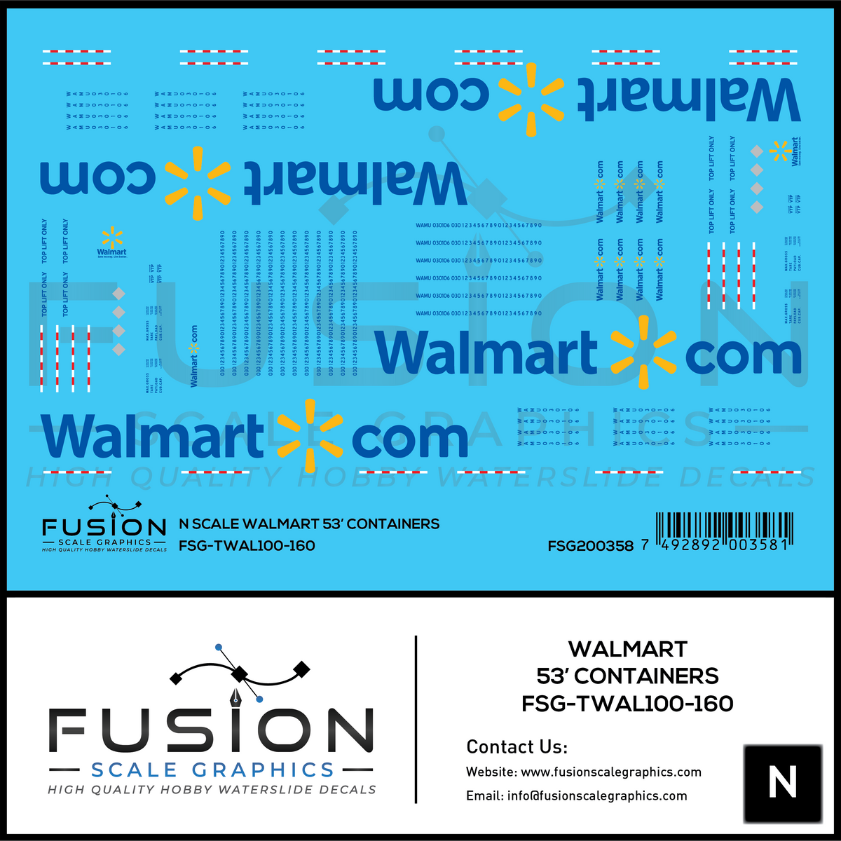 N Scale Walmart 53' Containers Decal Set – Island Hobby Nut