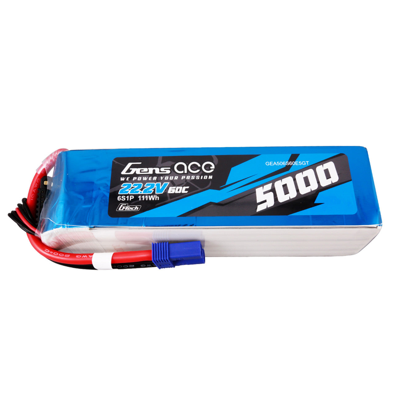 Gens ace 5000mah 6S 60C 22.2V G-tech Lipo Battery Pack with EC5 Plug ...