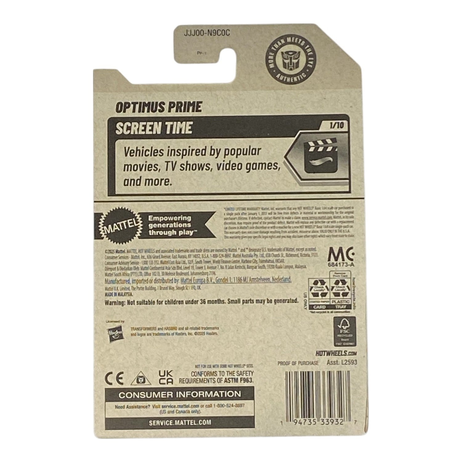 Hot Wheels Optimus Prime - HW Screen Time Series 1/10 – Island Hobby Nut