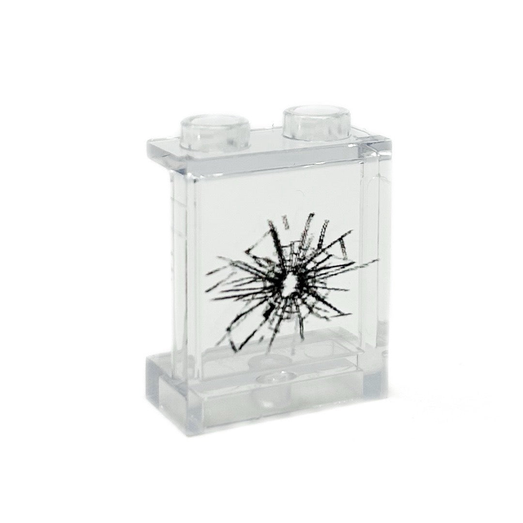 Window with Large Cracked Hole #1 - Custom Printed LEGO 1x2x2 Panel, B ...