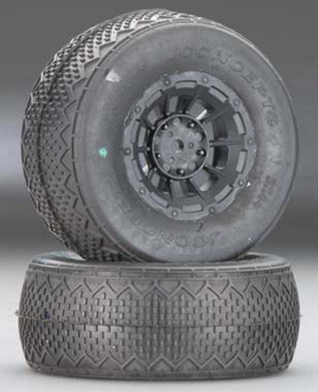Jconcepts Bar Codes Mounted Tires Hazard Green SC5M w/12mm Hex (2 ...