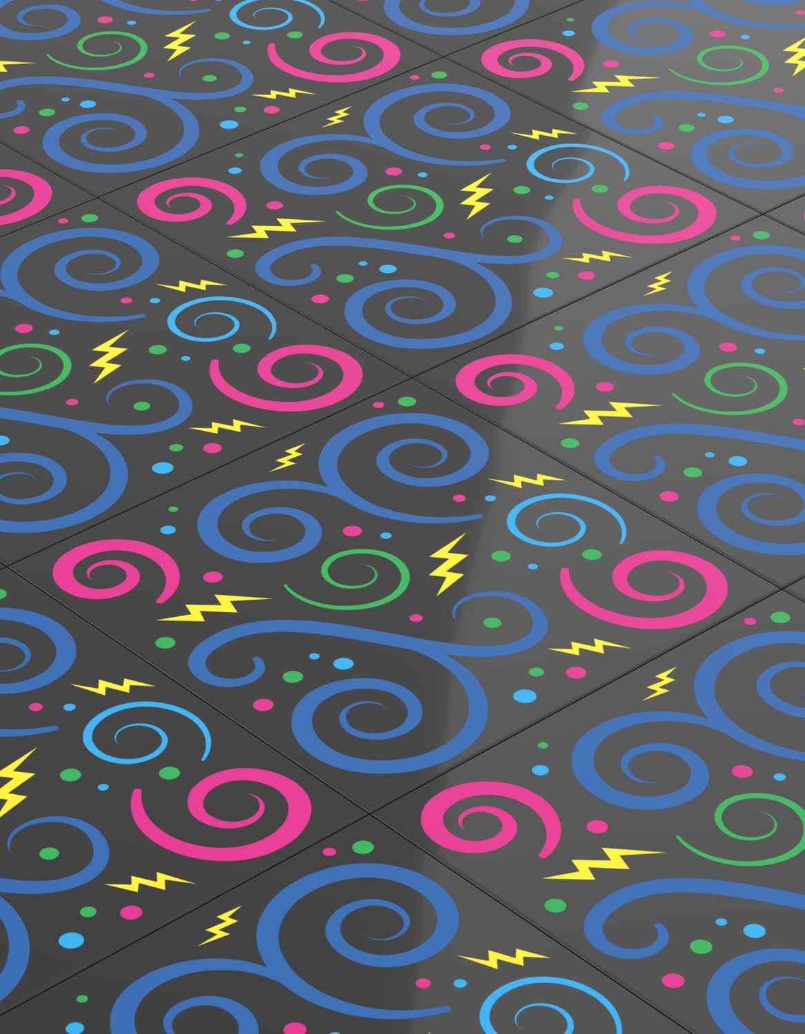 Custom 80's and 90's Arcade Carpet 6x6 Tiles (Swirls) Pack of 10 made ...