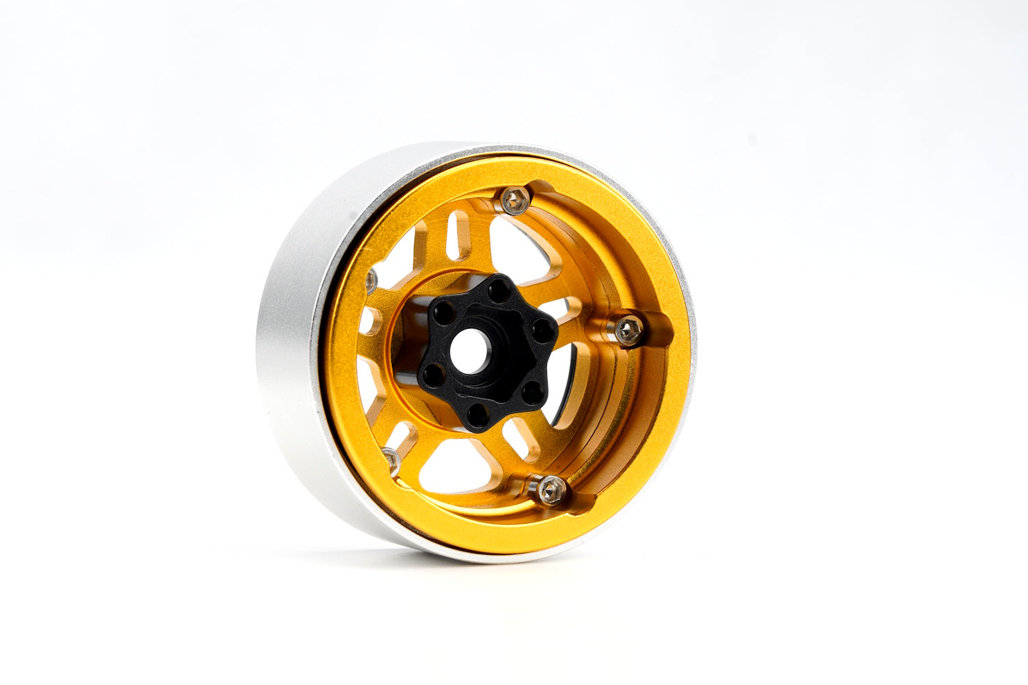 Powerhobby B4 Aluminum 1.9 Beadlock Wheels 9mm Hubs Gold (4) 1/10 Rock ...