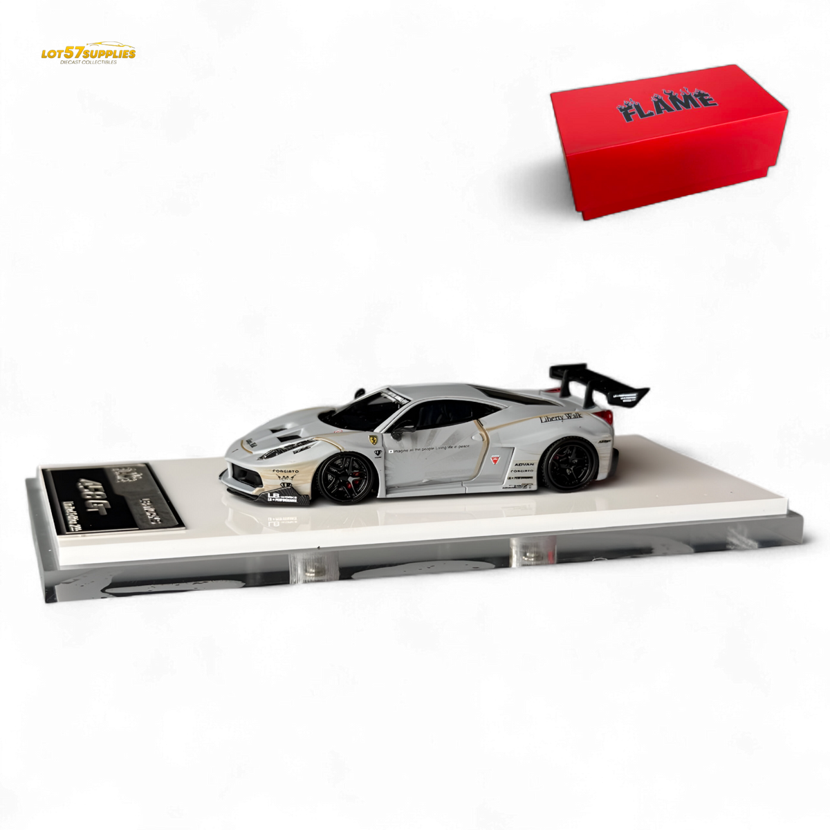 Flame Supercar LB458GT LB Wide-Body - Matte Grey 1:64 Resin – Island ...