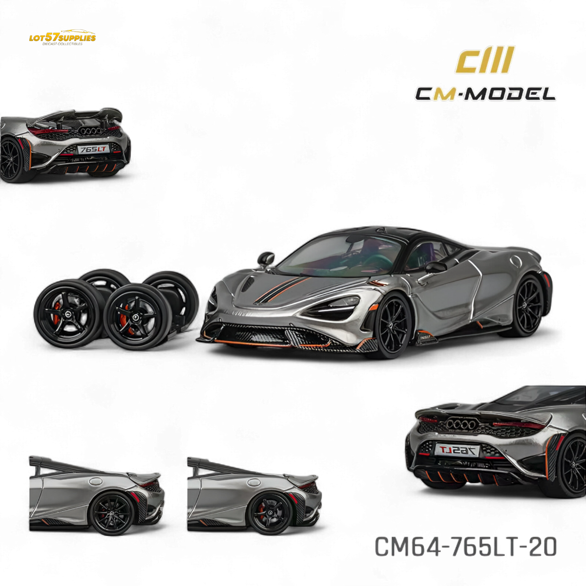 (Pre-Order) CM Model McLaren 765LT Silver Gray 1:64 – Island Hobby Nut