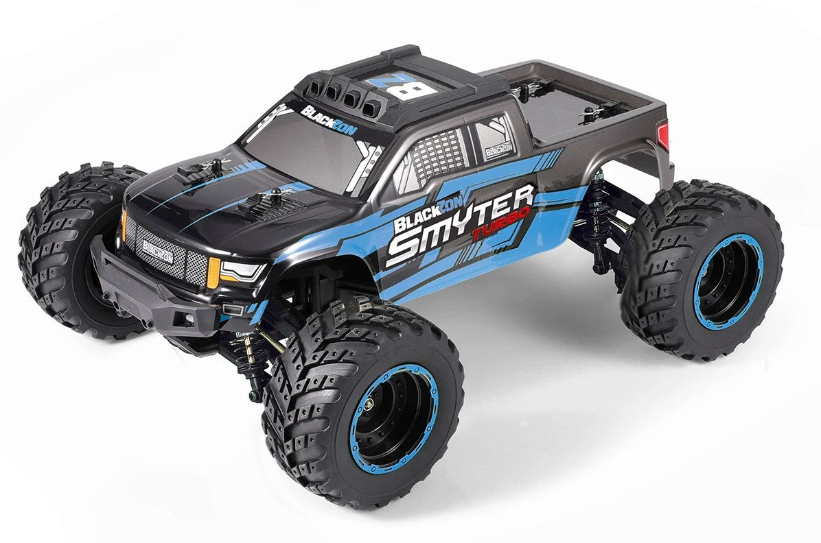BlackZon Smyter MT Turbo 1/12 4WD RTR 3S Brushless Monster Truck - Blu ...