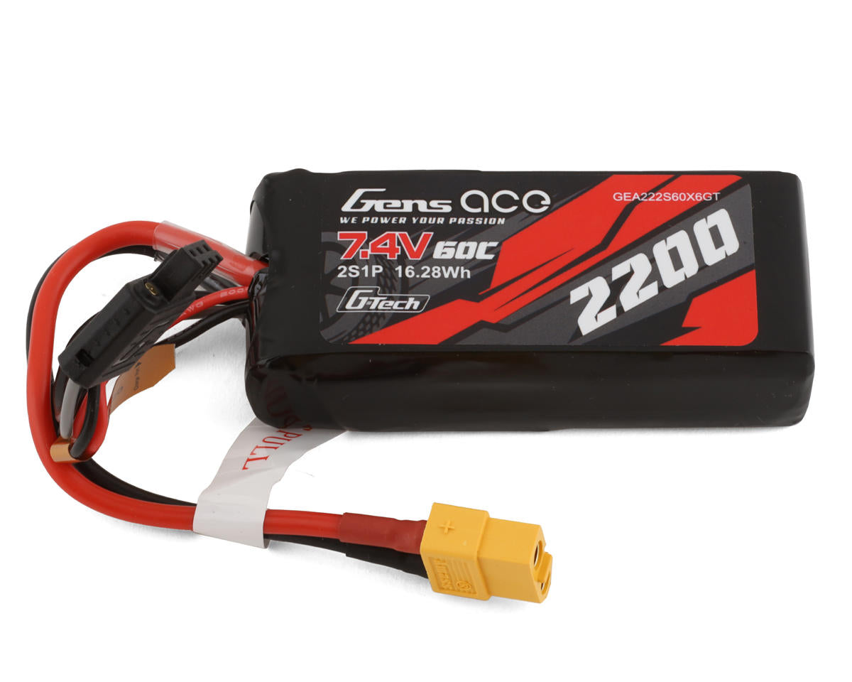 Gens Ace GEA222S60X6GT 2S G-Tech Smart LiPo Battery 60C (7.4V/2200mAh ...