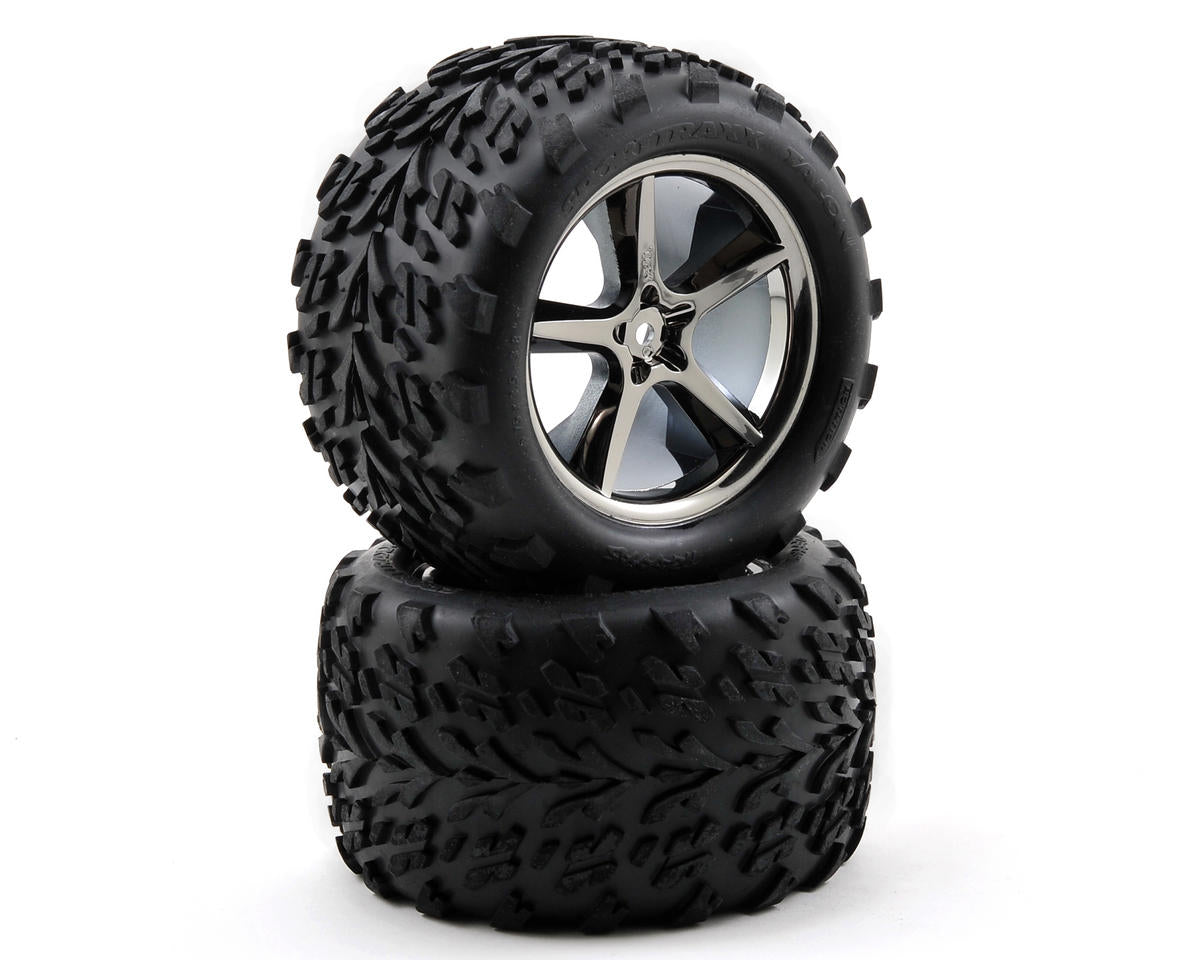 Traxxas 5374A Pre-Mounted Talon Tires w/Gemini Wheels (2) (Black Chrom ...