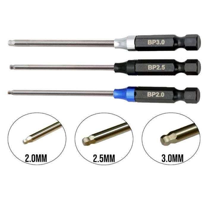 Powerhobby RC Ball End Hex Driver Tip 1/4" Power Tool Set Metric 2.0 ...
